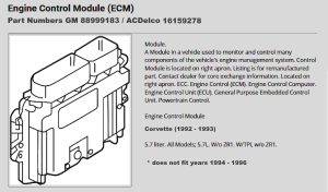 Blog – Reset C4 Corvette 1992 / 1993 ECM – Corvette de France