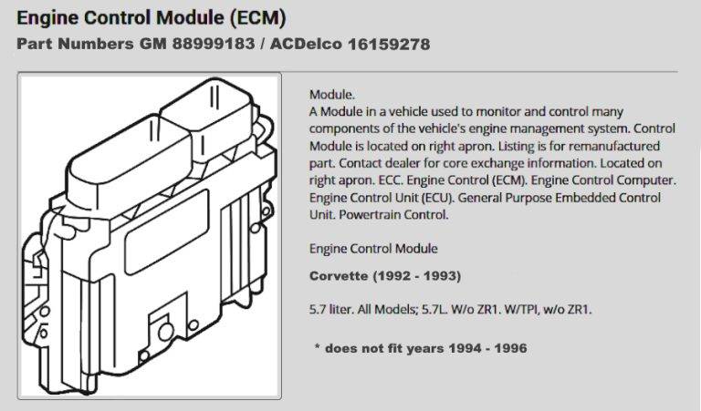 Blog – Reset C4 Corvette 1992 / 1993 ECM – Corvette de France
